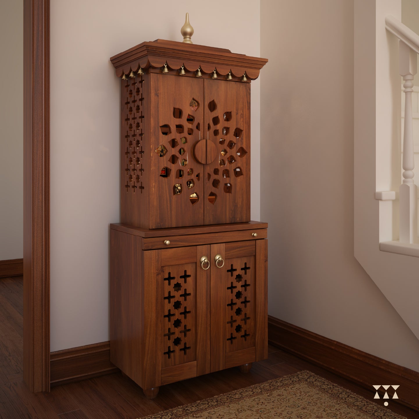 Gaurya, a handcrafted wooden Temple at home in USA - Furnicheer